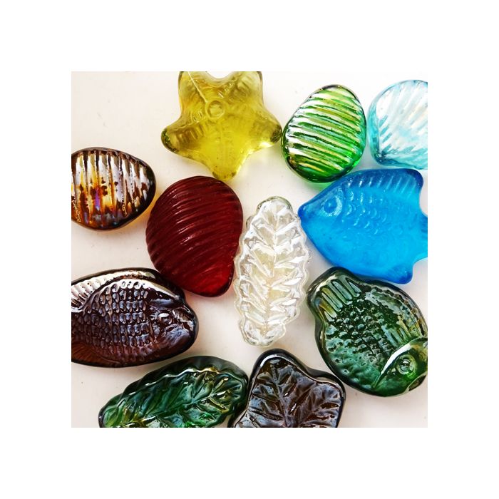 Mixed Colours Animal and Plant Glass Pebbles - 1kg - Cadoworld Ltd ...